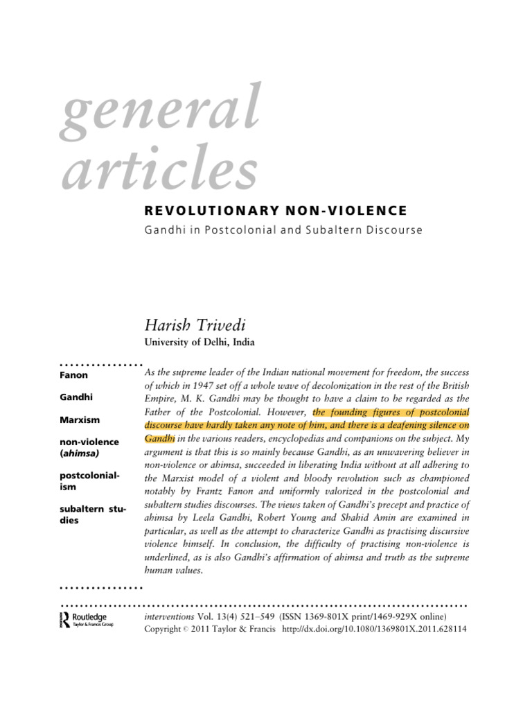 Harish Trivedi REVOLUTIONARY NON-VIOLENCE | PDF | Nonviolence ...