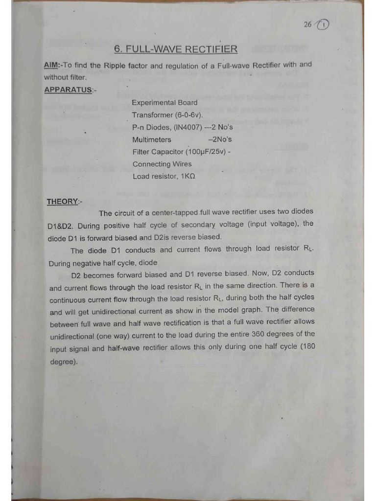 Full Wave Rectifier | PDF