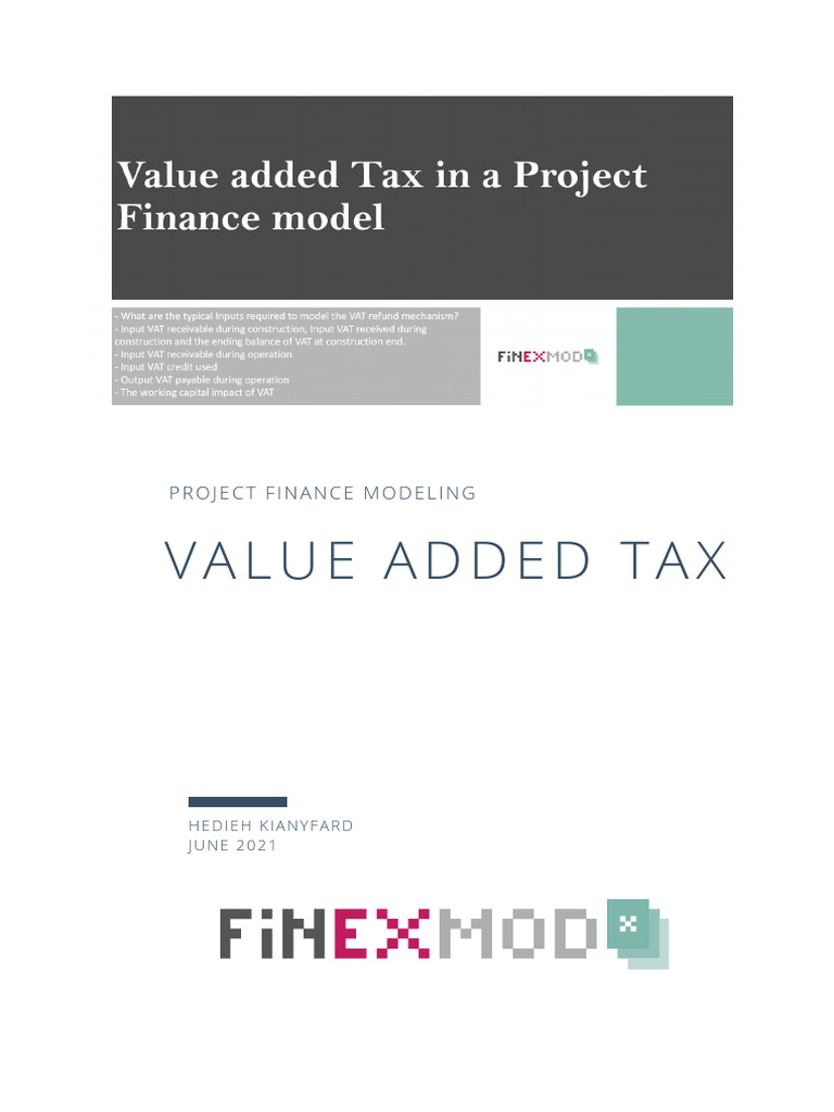 Finexmod Value Added Tax Refund Mechanism in A Project Finance Model | PDF | Value Added Tax | Taxes