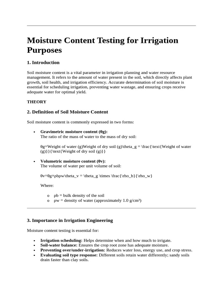 Moisture Content Testing For Irrigation Purposes | PDF | Soil | Soil ...