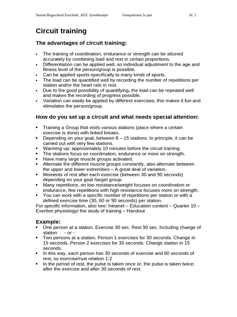 Circuit Training, Obstical Course IC | PDF | Endurance | Physical Fitness