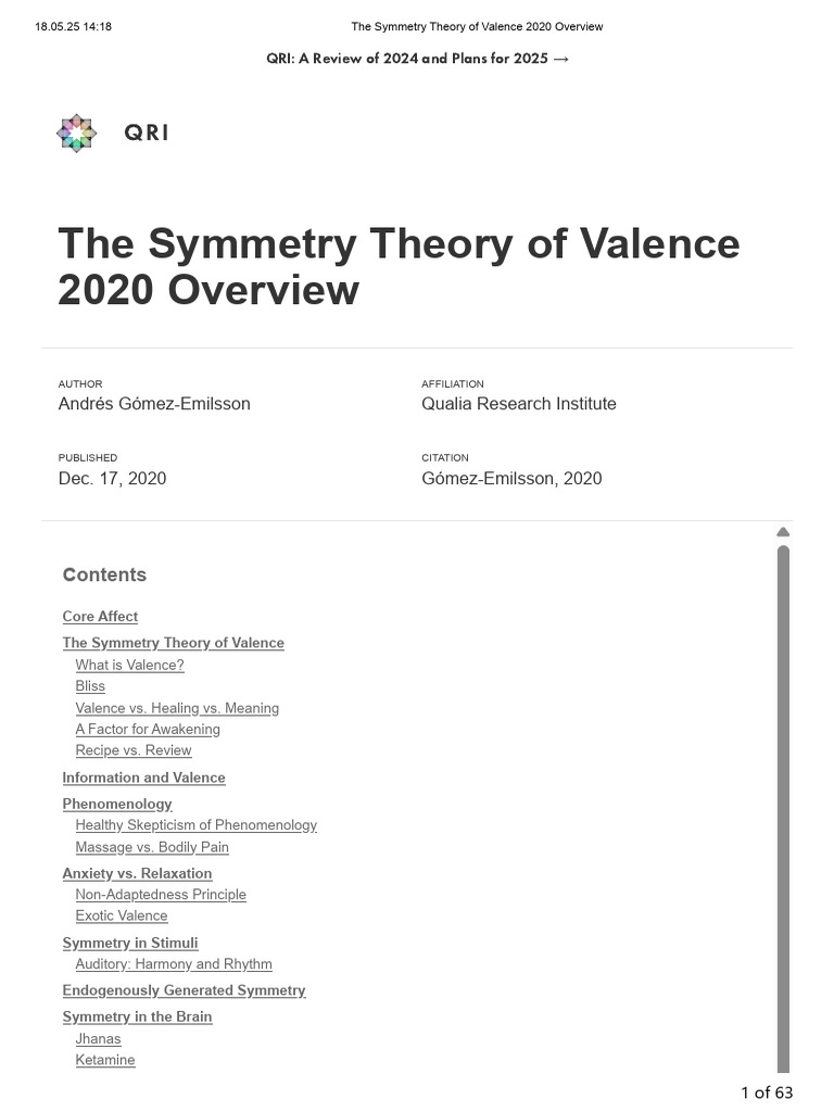 The Symmetry Theory of Valence 2020 Overview | PDF | Experience ...