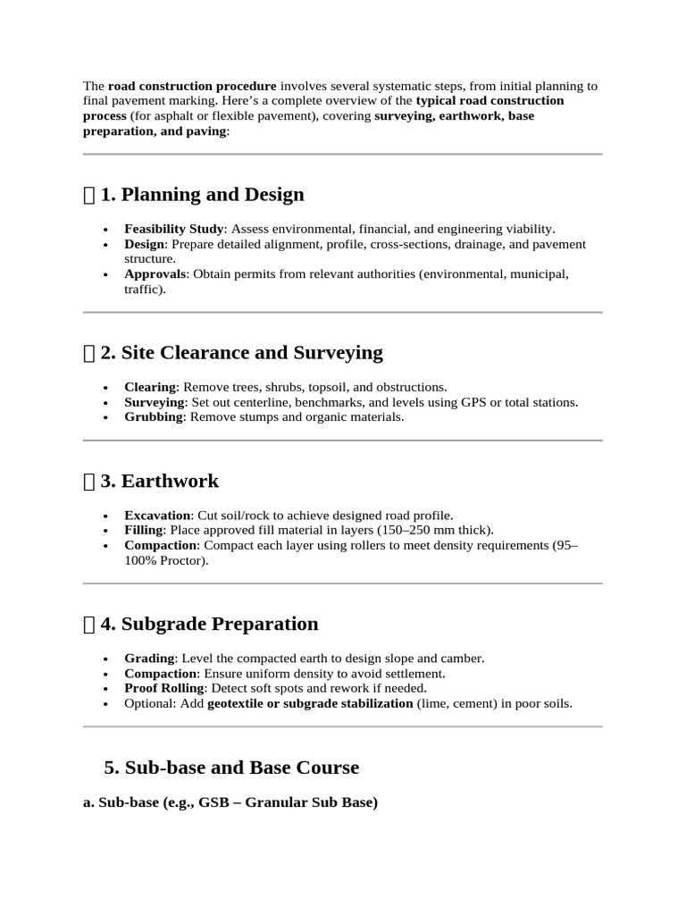 Road Construction Procedure | PDF | Road Surface | Road