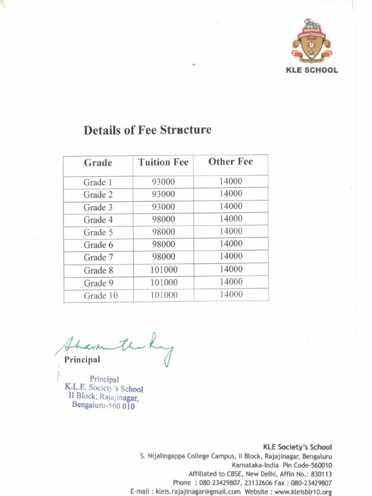Fee Structure Kle | PDF