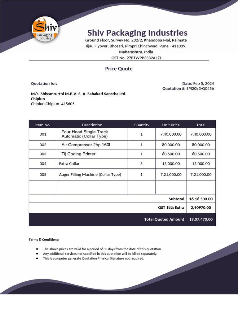 Quotation Word Template | PDF