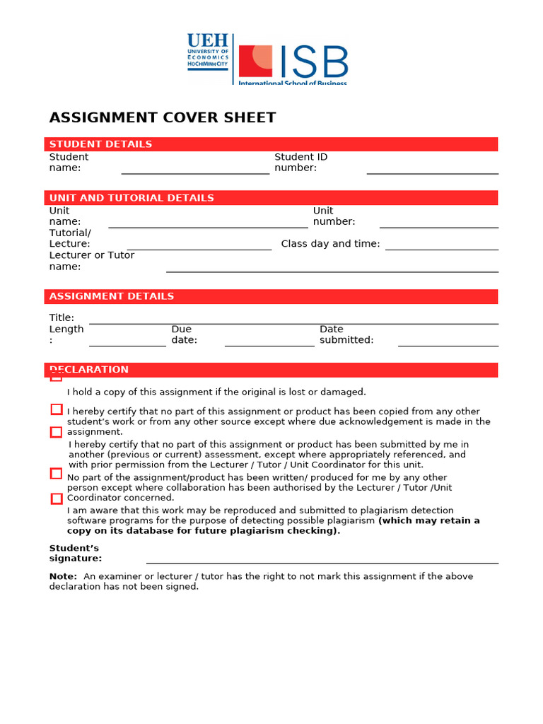 IndividualAssignmentCoverSheet ISB | PDF | Communication | Plagiarism