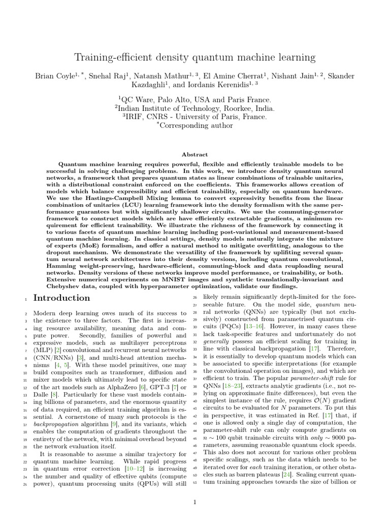 Efficiently Trainable Quantum Neural Networks | PDF | Quantum Computing | Artificial Intelligence