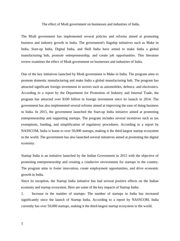 Modi Government's Impact on Indian Business | PDF | Startup Company ...