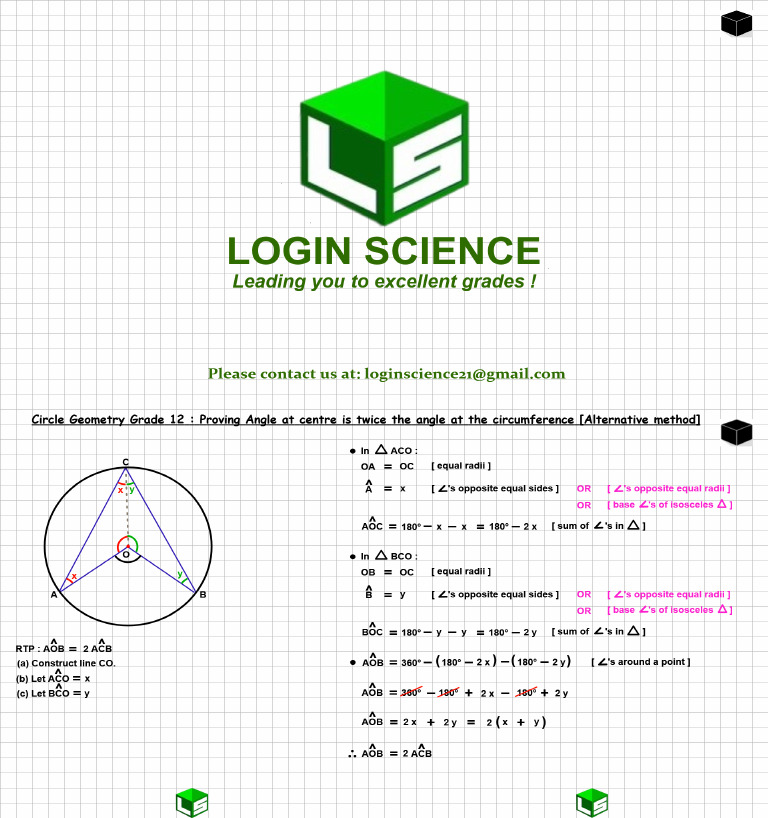 Circle Geometry Grade 12 Proving Angle at Centre Is Twice The Angle at ...