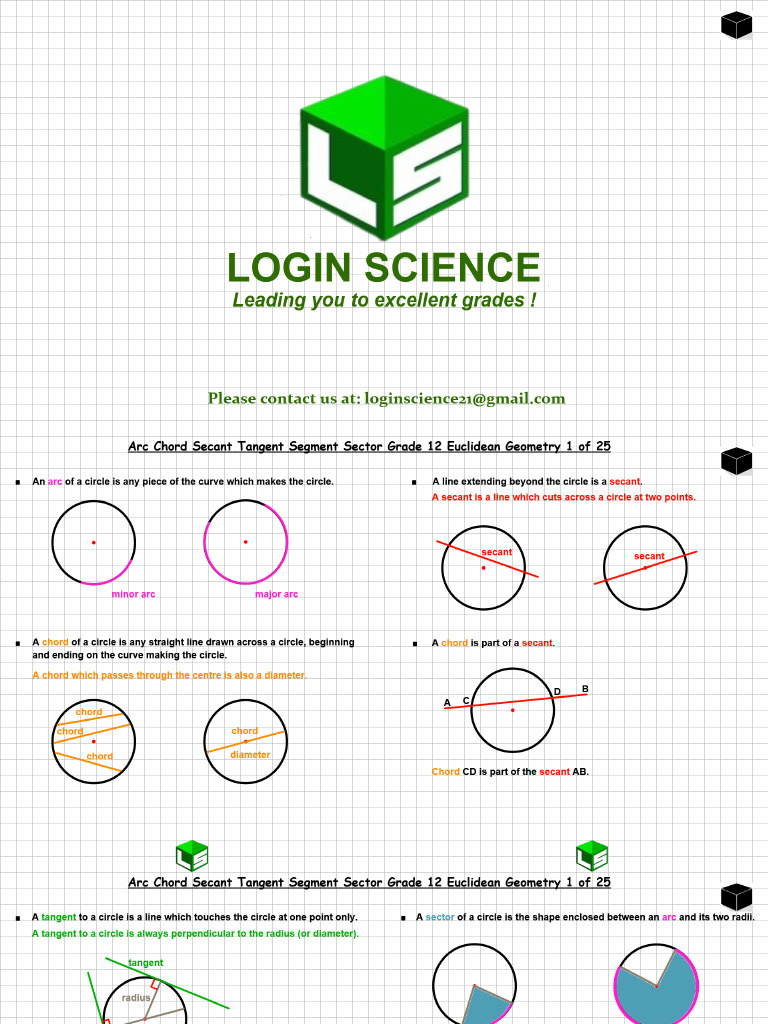 Part 1 of 25 Arc Chord Secant Tangent Segment Sector Grade 12 Euclidean ...