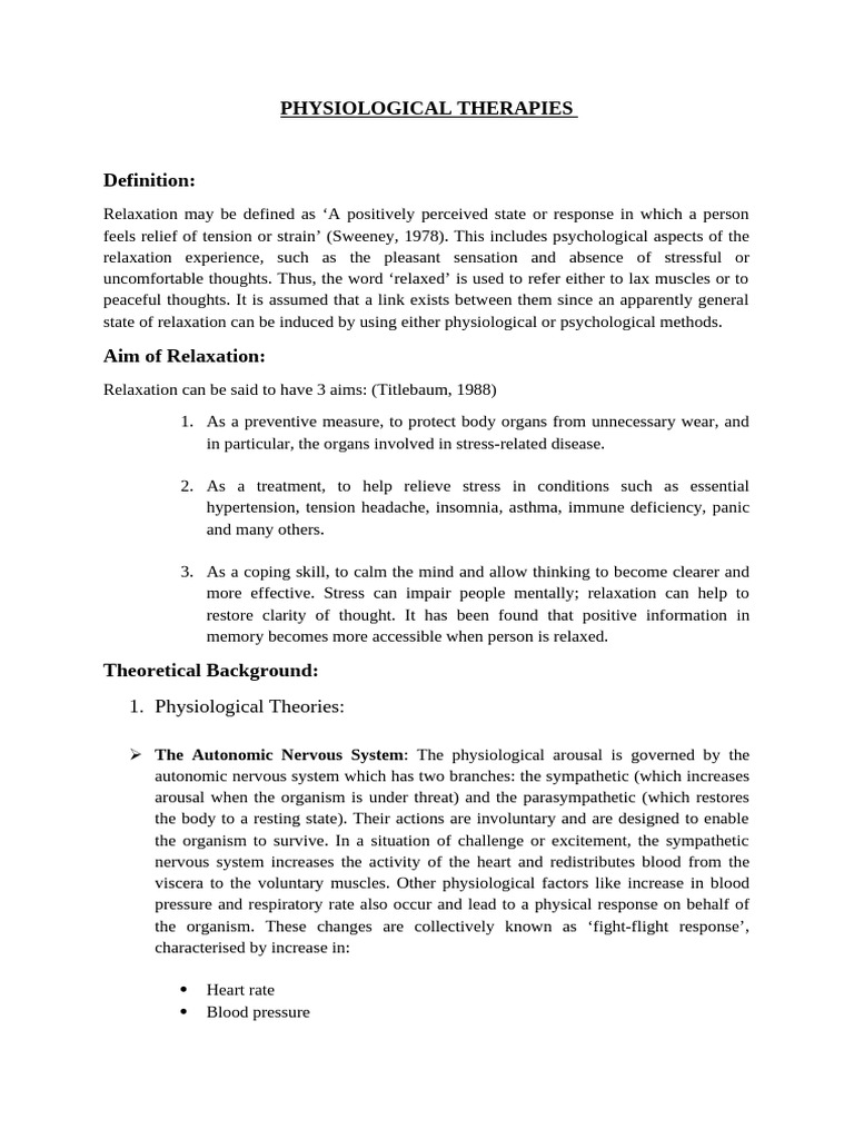 Understanding Physiological Relaxation Techniques | PDF | Relaxation ...