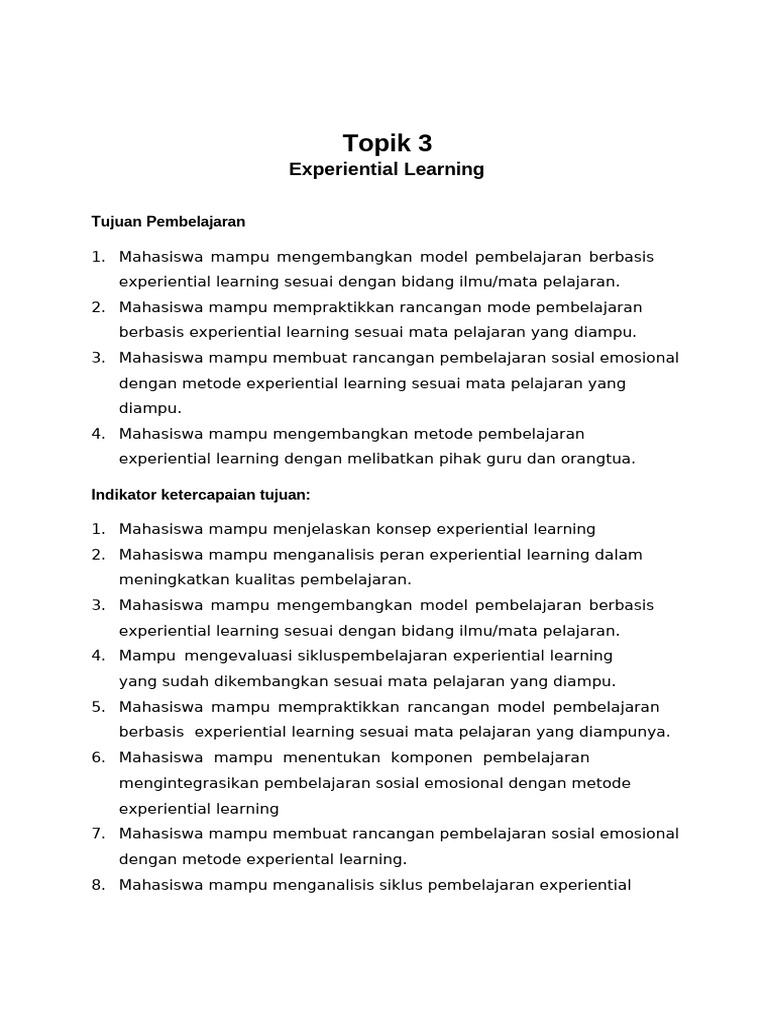 Modul 2 Topik 3 Experiential Learning | PDF