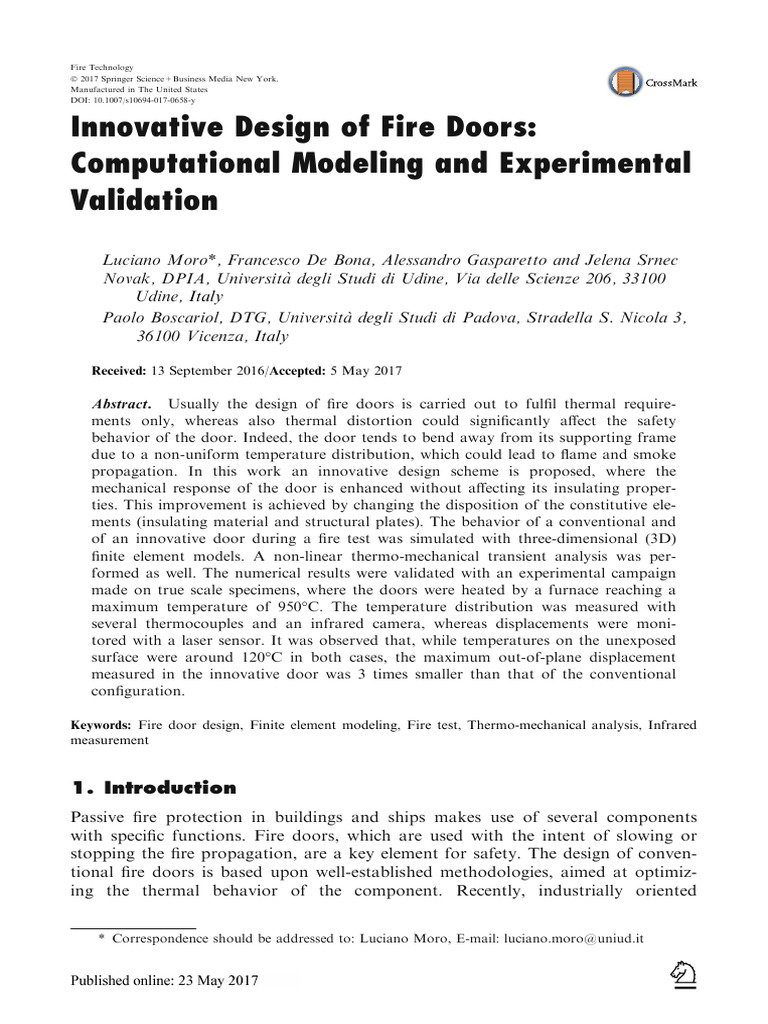 Innovative Design of Fire Doors Computational Modeling and Experimental ...