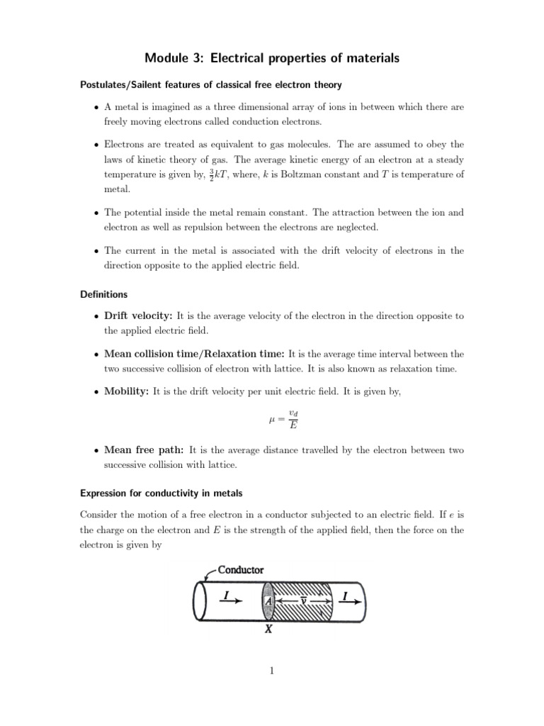 Module 3 Electrical Properties of Materials | PDF | Electron ...