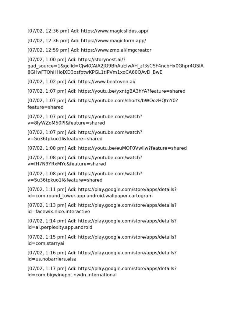 YouTube Video Links and Apps List | PDF