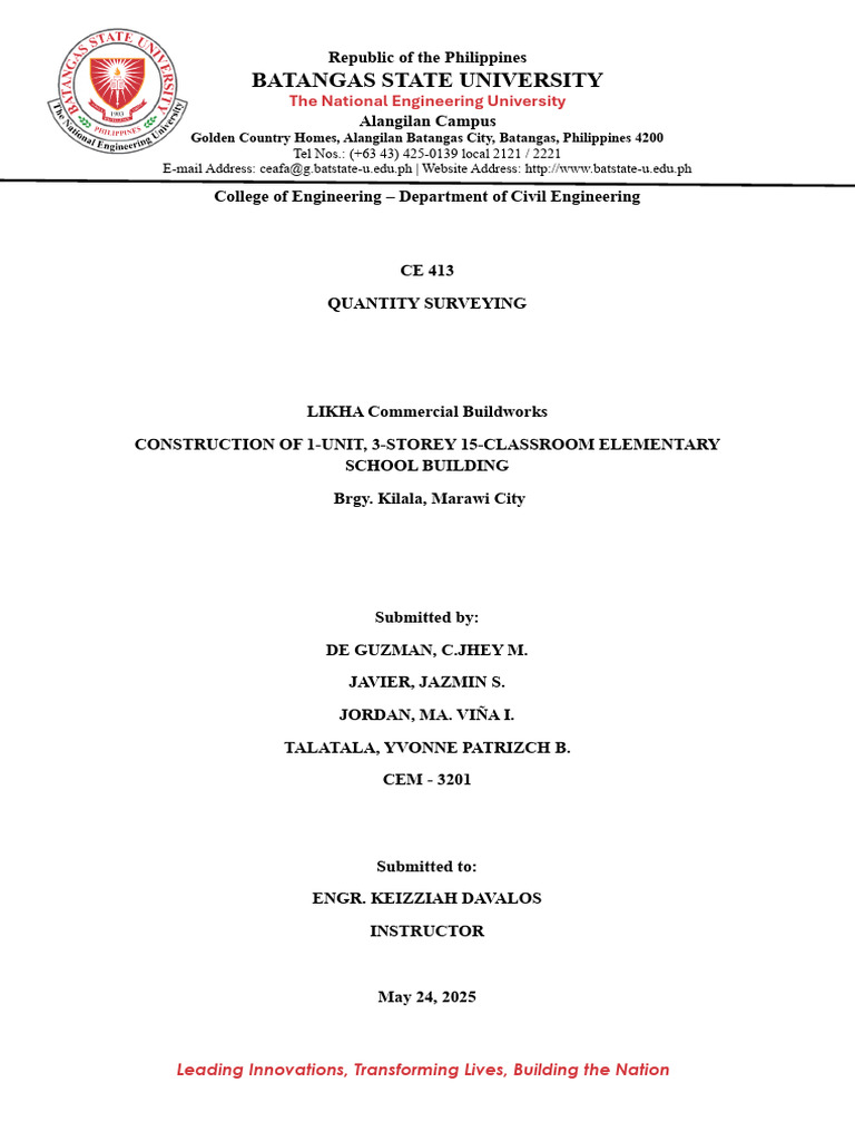 QS Lab Computation | PDF | Civil Engineering | Architectural Elements