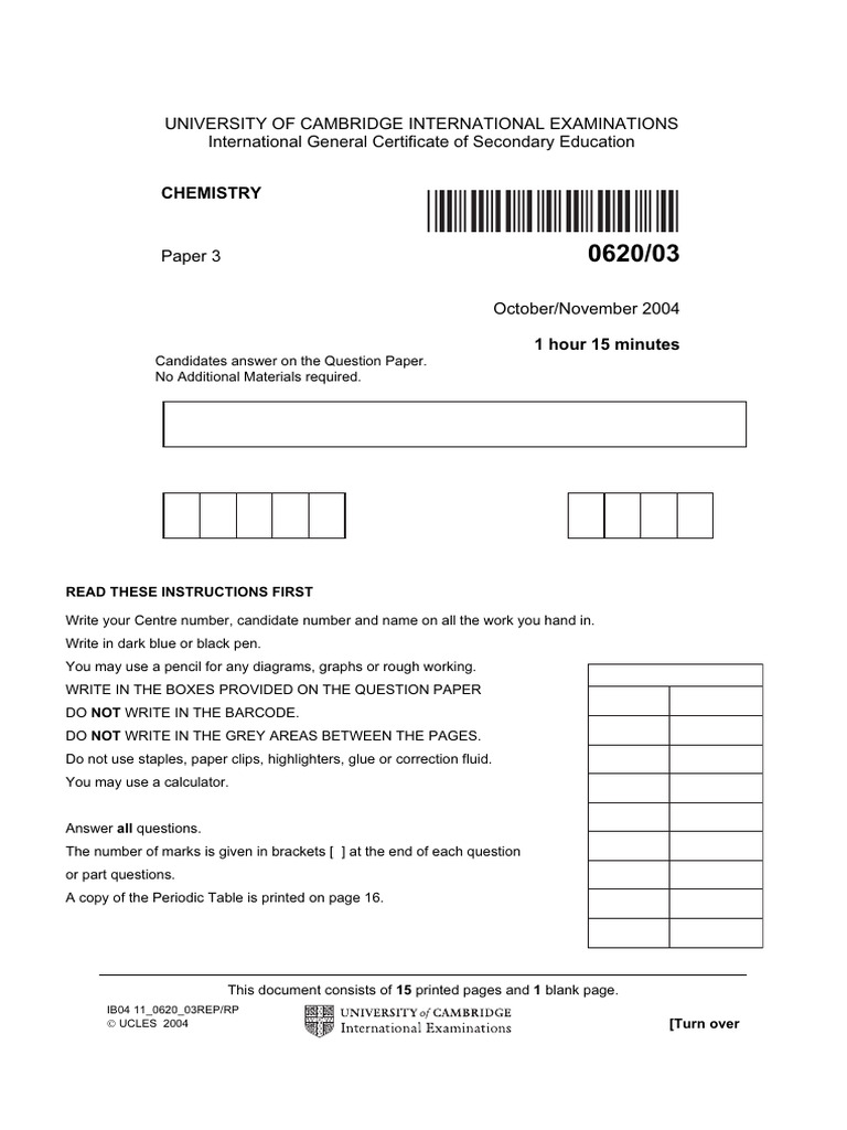 November 2004 QP - Paper 3 CIE Chemistry IGCSE | PDF | Polyester | Ion