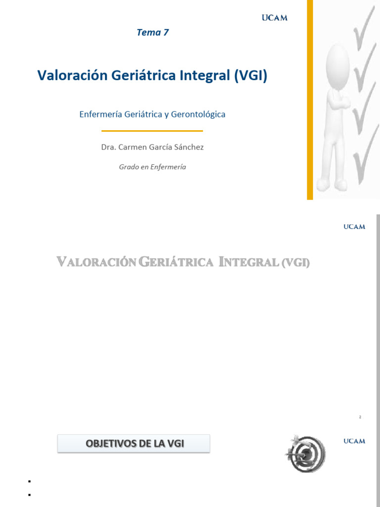TEMA 7. Valoración Geriatrica Integral VGI. 24-25 | PDF | Geriatría | Cuidado de la salud