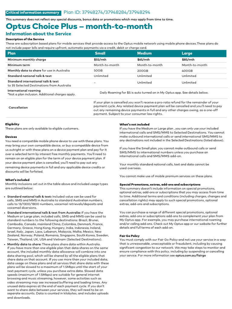 Optus Choice Plus Apr25 37948274 37948284 37948294 | PDF | Credit Card ...