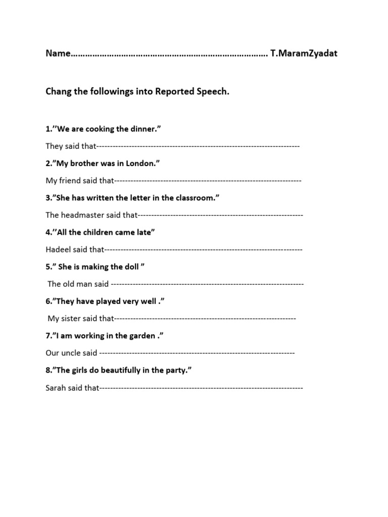 Reported Speech Exam | PDF