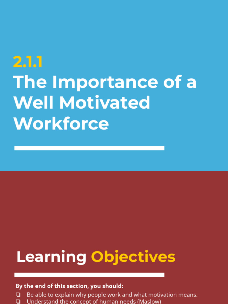 2.1.1 - The Importance of A Well Motivated Workforce | PDF | Motivation ...