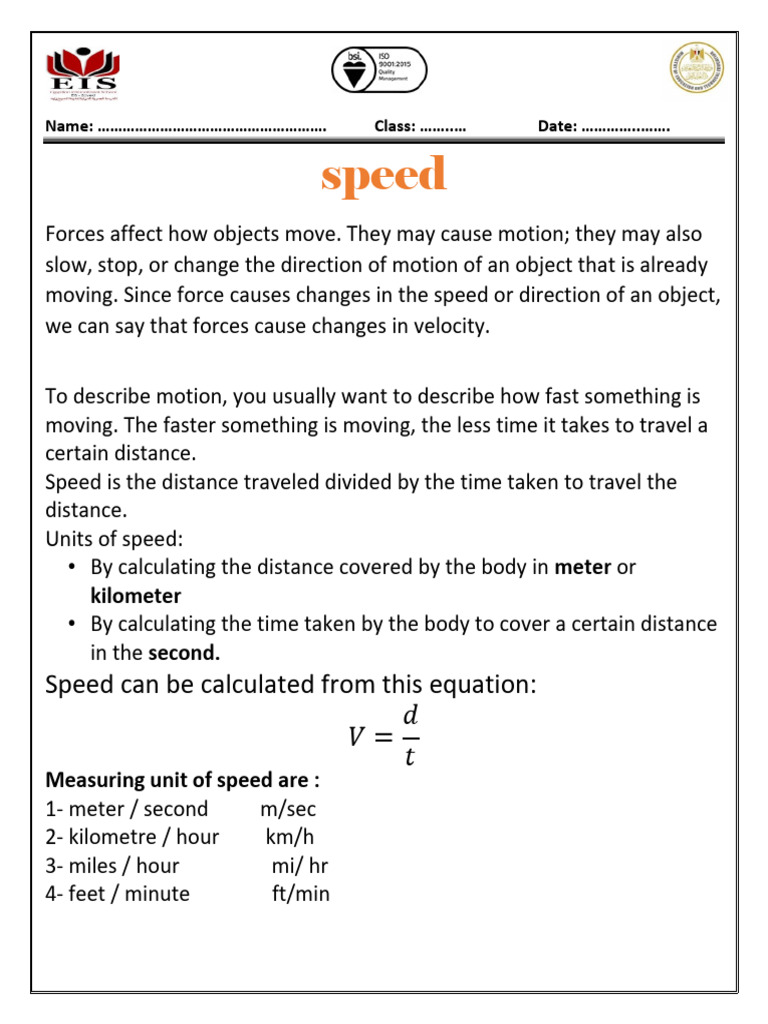 Understanding Speed and Forces in Motion | PDF