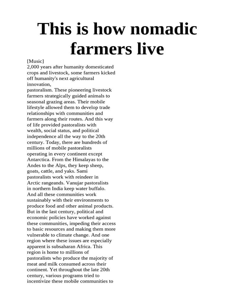 This Is How Nomadic Farmers Live | PDF | Pastoralism | Agriculture