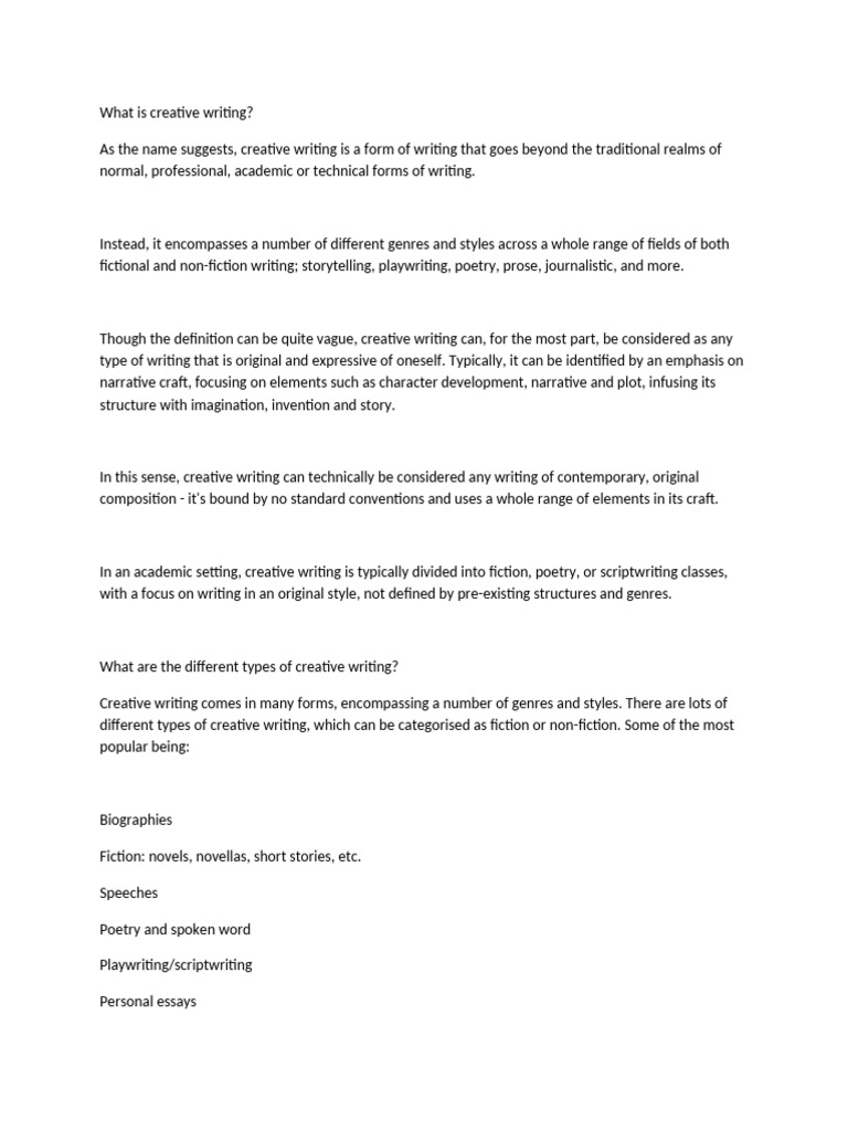 Understanding Creative Writing Styles | PDF | Creative Writing | Narrative