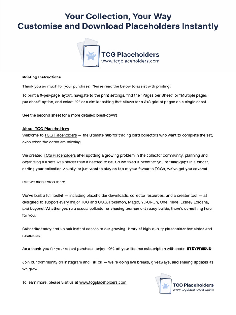 TCG Placeholders: Printing Guide | PDF | Page Layout | Computing