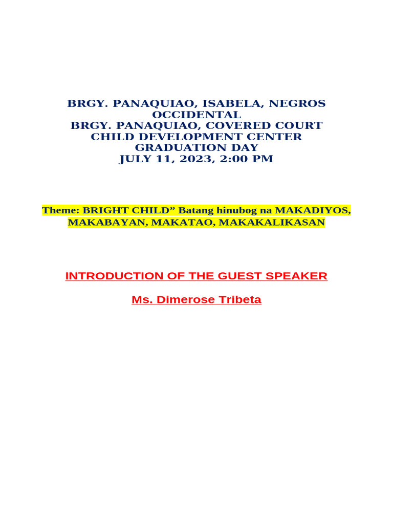 Introduction of The Guest Speaker | PDF