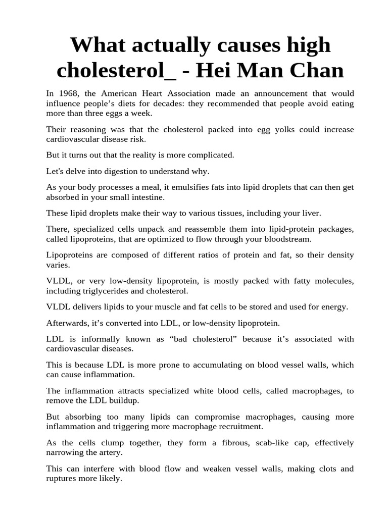 Understanding Cholesterol and Diet | PDF | Cholesterol | Lipoprotein