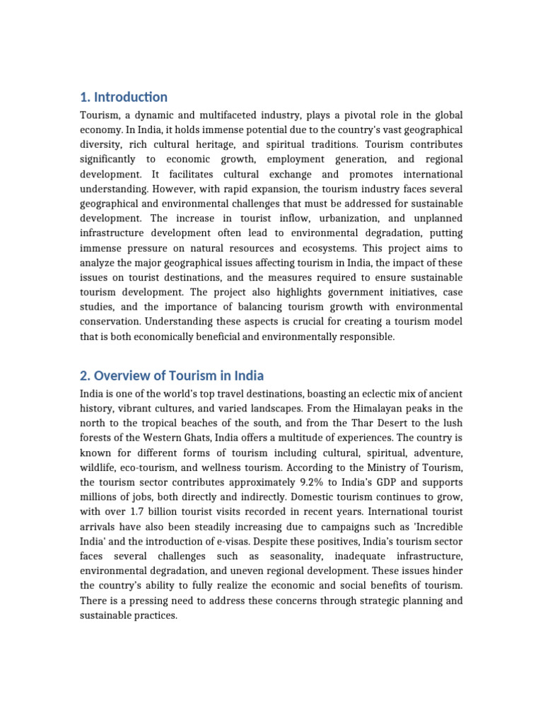 Geography Project Tourism India-1 | PDF | Tourism | Sustainability
