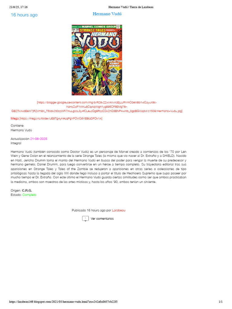 Hermano Vudú - Tierra de Larabeau | PDF