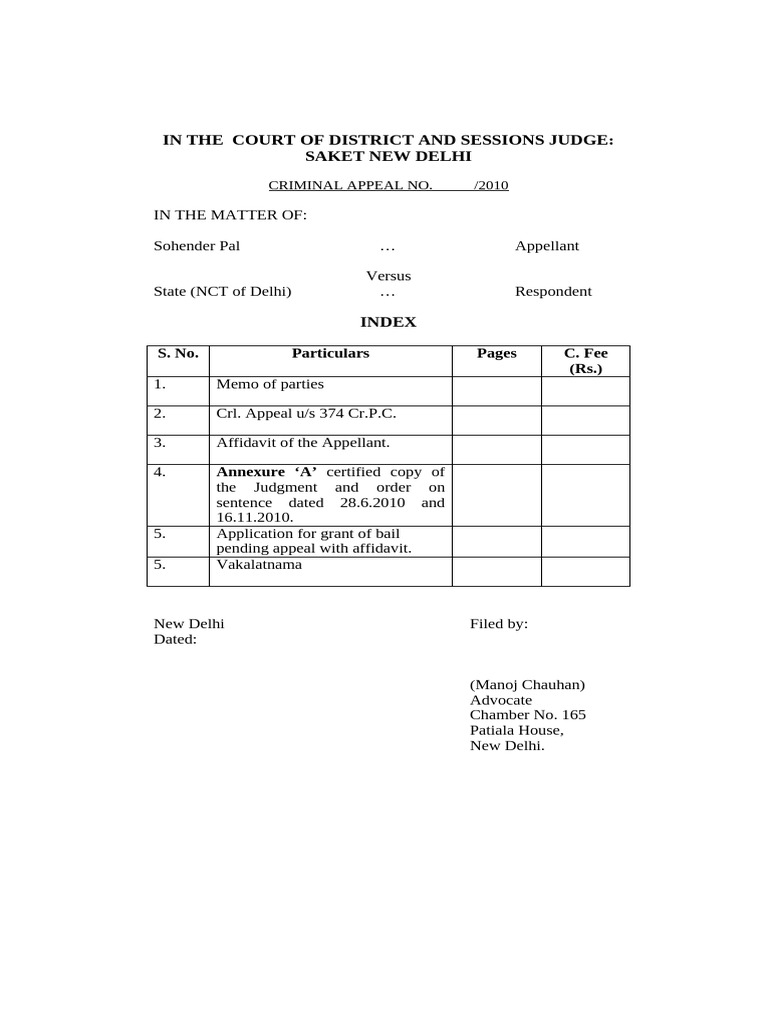 Appeal Ram Karan Sessions | PDF | Appeal | Affidavit