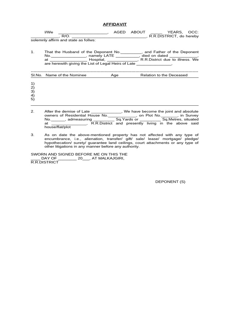 Affi for Legal Heirs.1p.2 | PDF | Common Law | Private Law