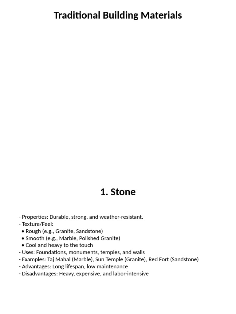Overview of Traditional Building Materials | PDF