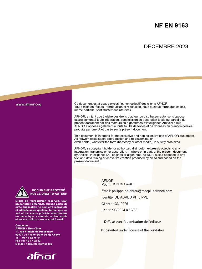 NF EN 9163 - Dec 2023 | PDF