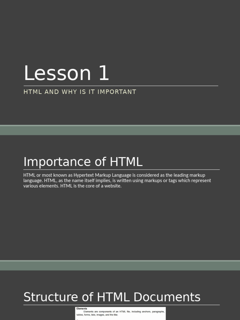 Lesson 1 and 2 HTML and Its Importance | PDF