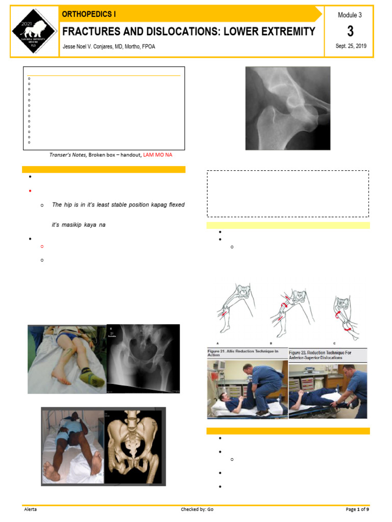 Ortho - M3L3 - Fractures and Dislocation of LE | PDF | Knee | Ankle