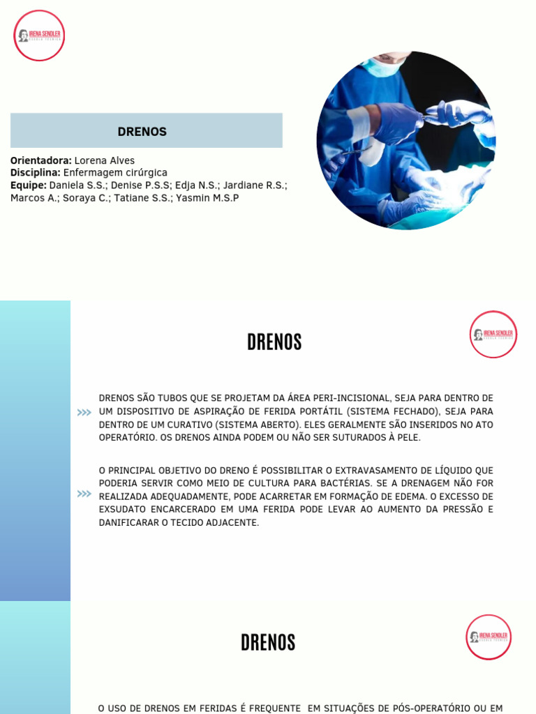Tipos de Drenos | PDF | Infecção | Enfermagem