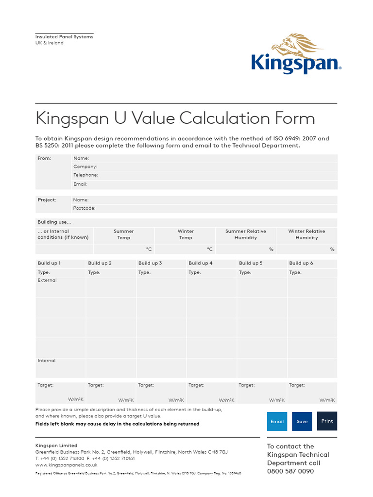 Kingspan U Value Calculation Form en GB Ie | PDF | Temperature ...