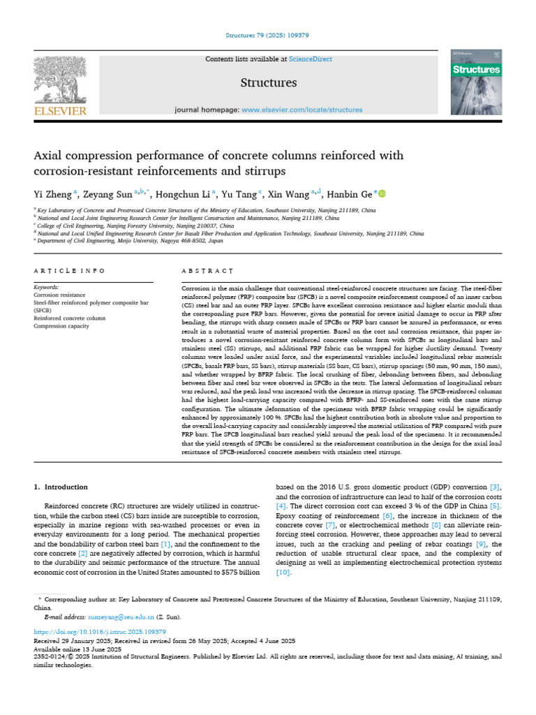 Axial Compression Performance of Concrete Columns Reinforced With 2025 Struc | PDF | Reinforced ...