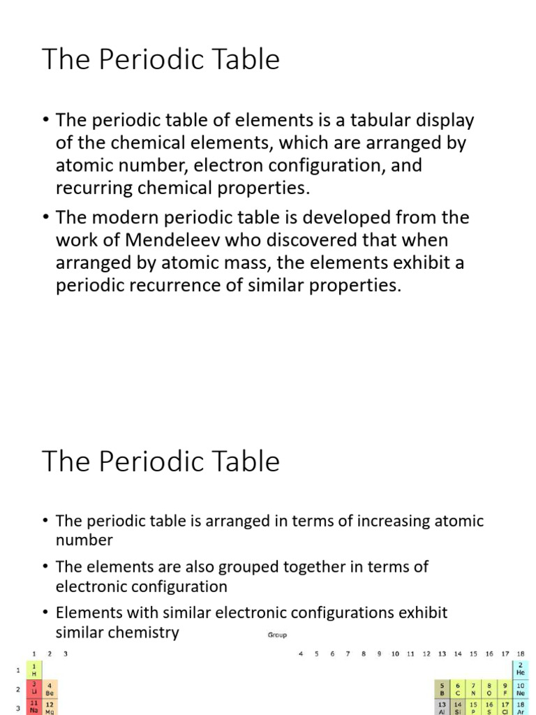 (Lecture) The Periodic Table and Periodic Trends | PDF | Periodic Table ...