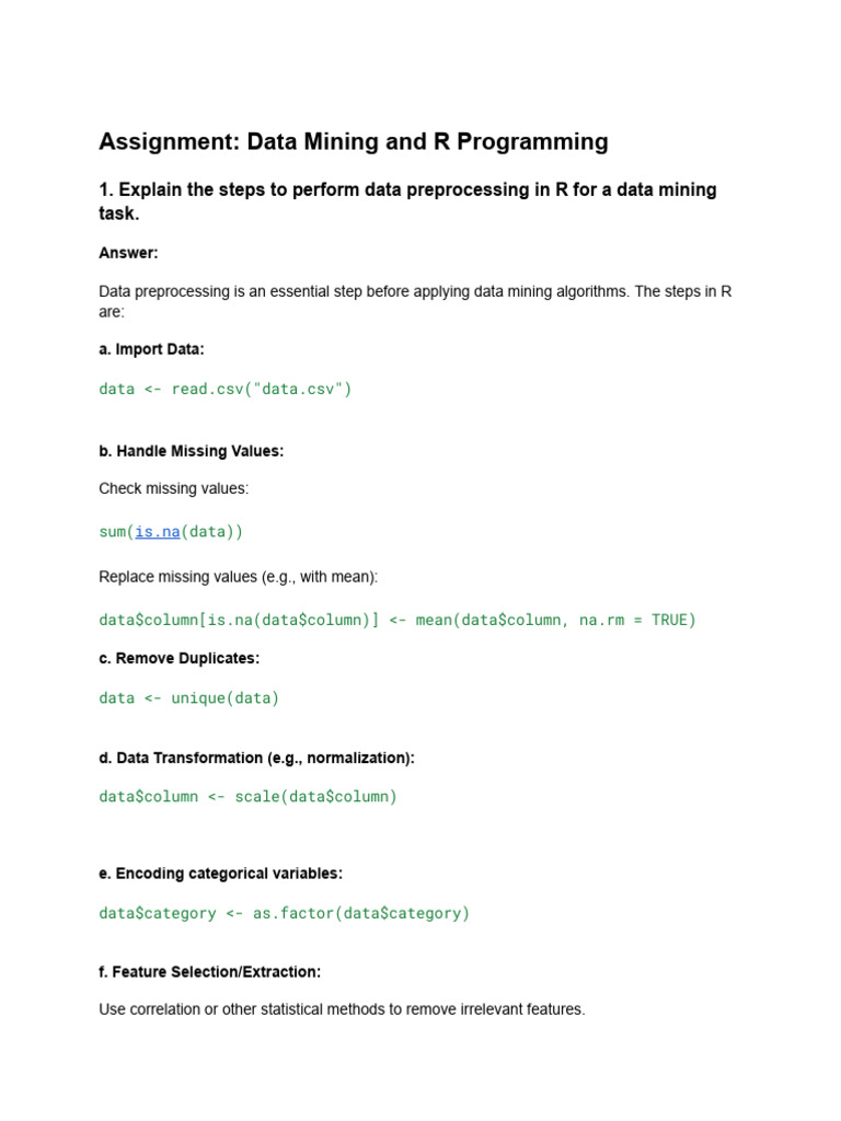 Assignment - Data Mining and R | PDF | Data Mining | Statistics