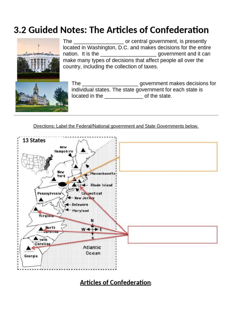 7.3.2 Guided Notes: Articles of Confederation | PDF