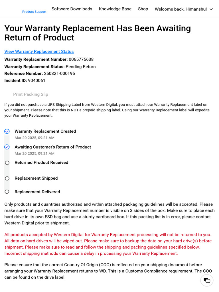 Western Digital Warranty Replacement Instructions | PDF | Computing