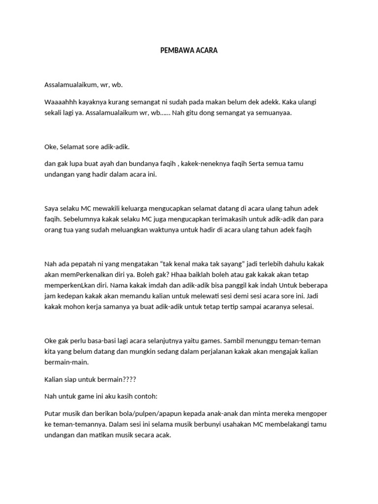 Contoh Urutan Teks MC | PDF