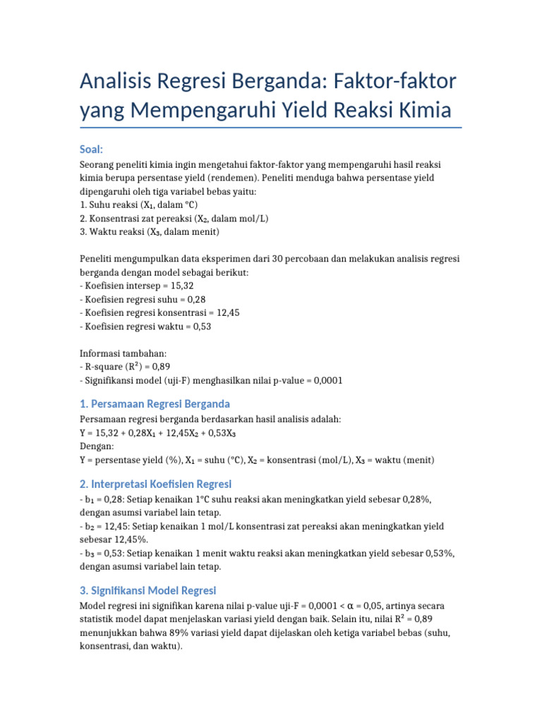 Faktor Pengaruh Yield Reaksi Kimia | PDF