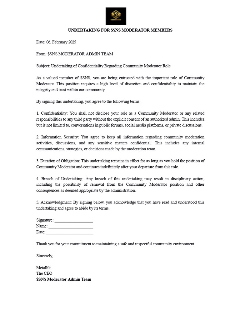 Undertaking For 1 | PDF