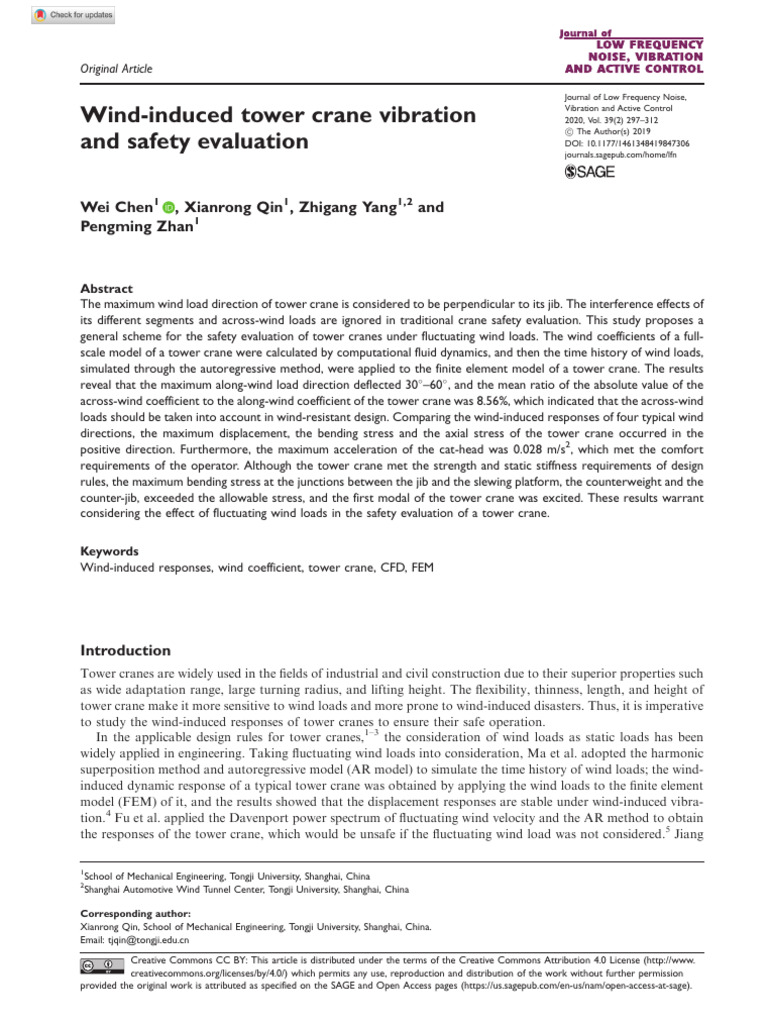 Wind-Induced Vibration in Tower Cranes | PDF | Fluid Dynamics ...